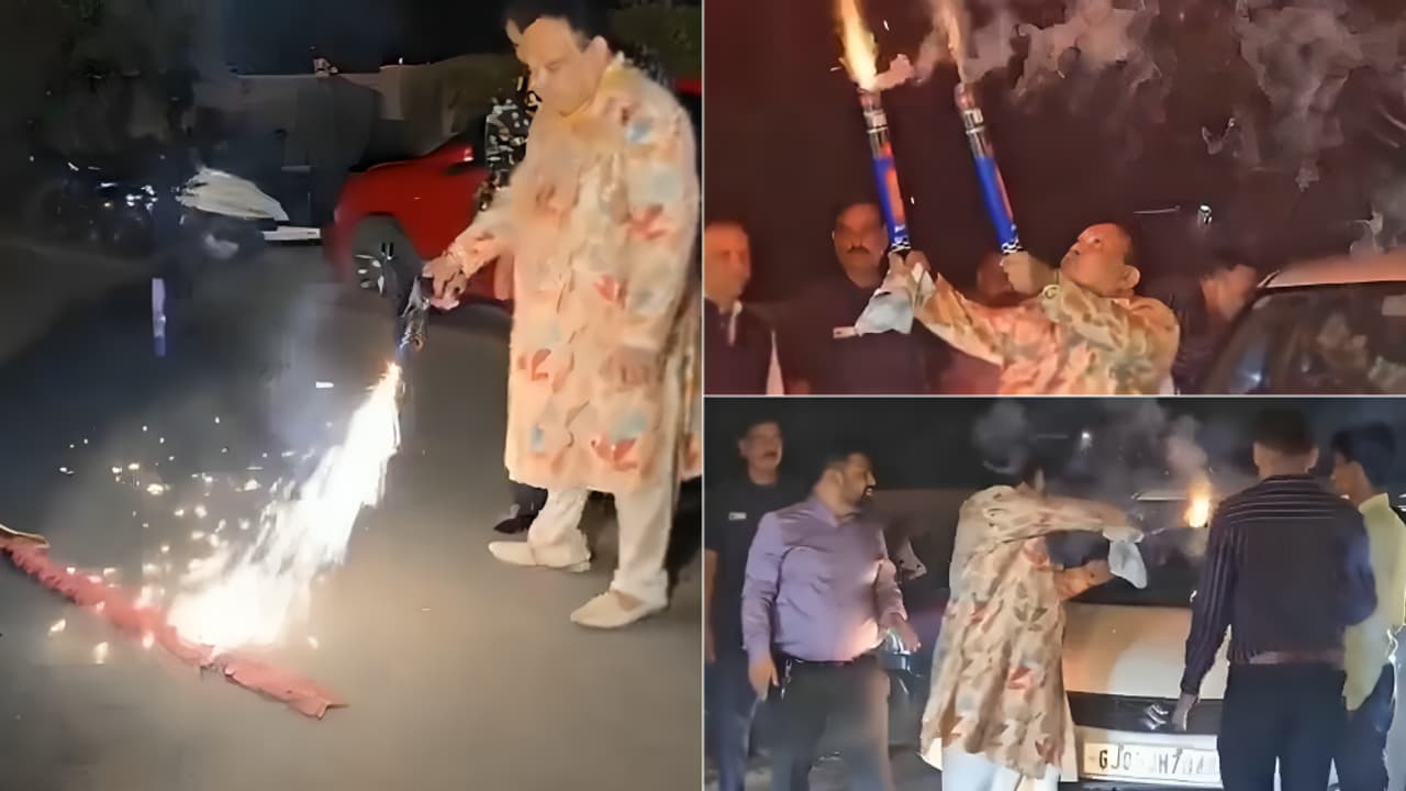 Firecrackers Burst on Busy Road as Gujarat Man Blocks Traffic to ...