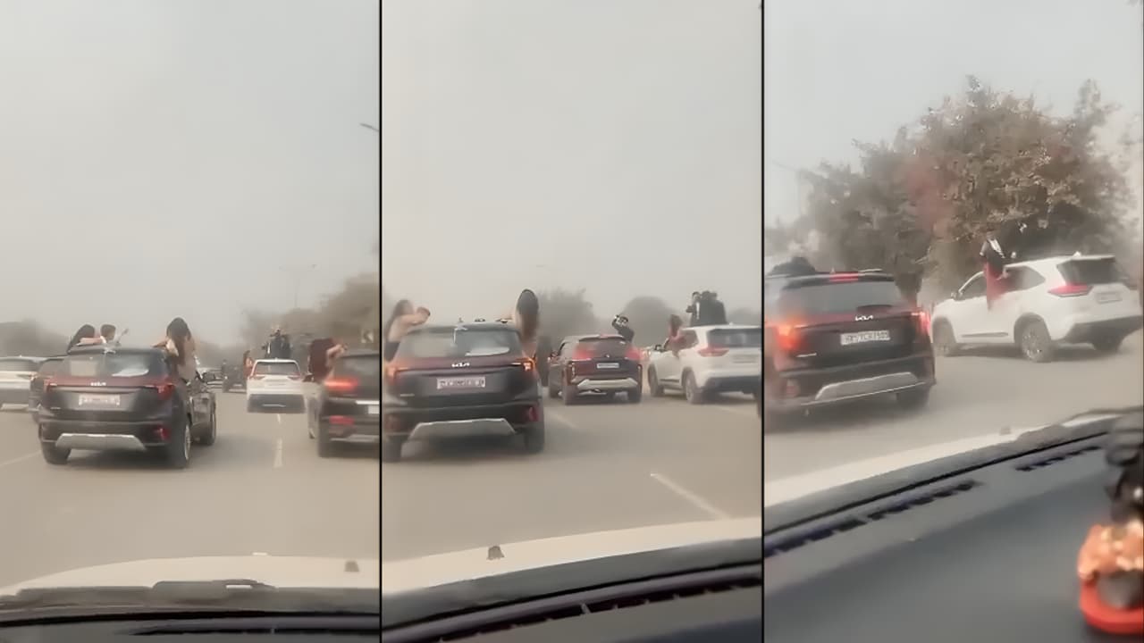 Luxury Cars Block Road as Youths Perform Dangerous Stunts in Faridabad ...