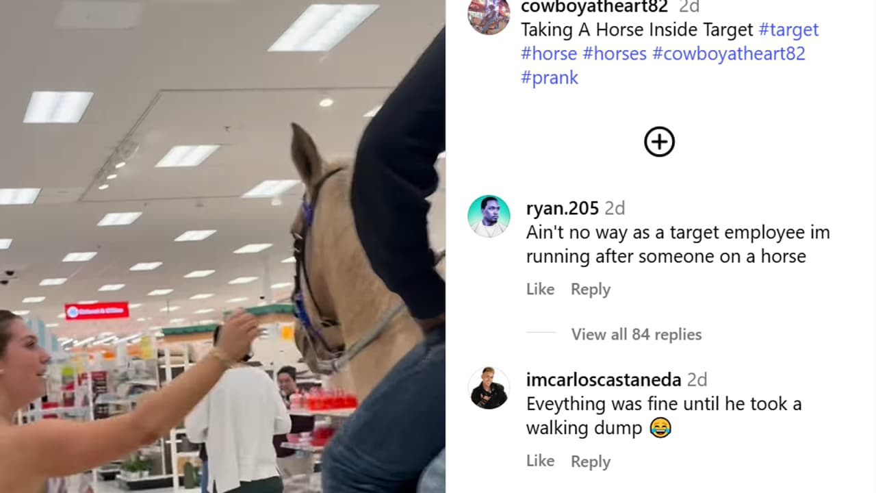 Horsepower Chaos: Viral Video Shows Man Riding Horse Through Target in ...
