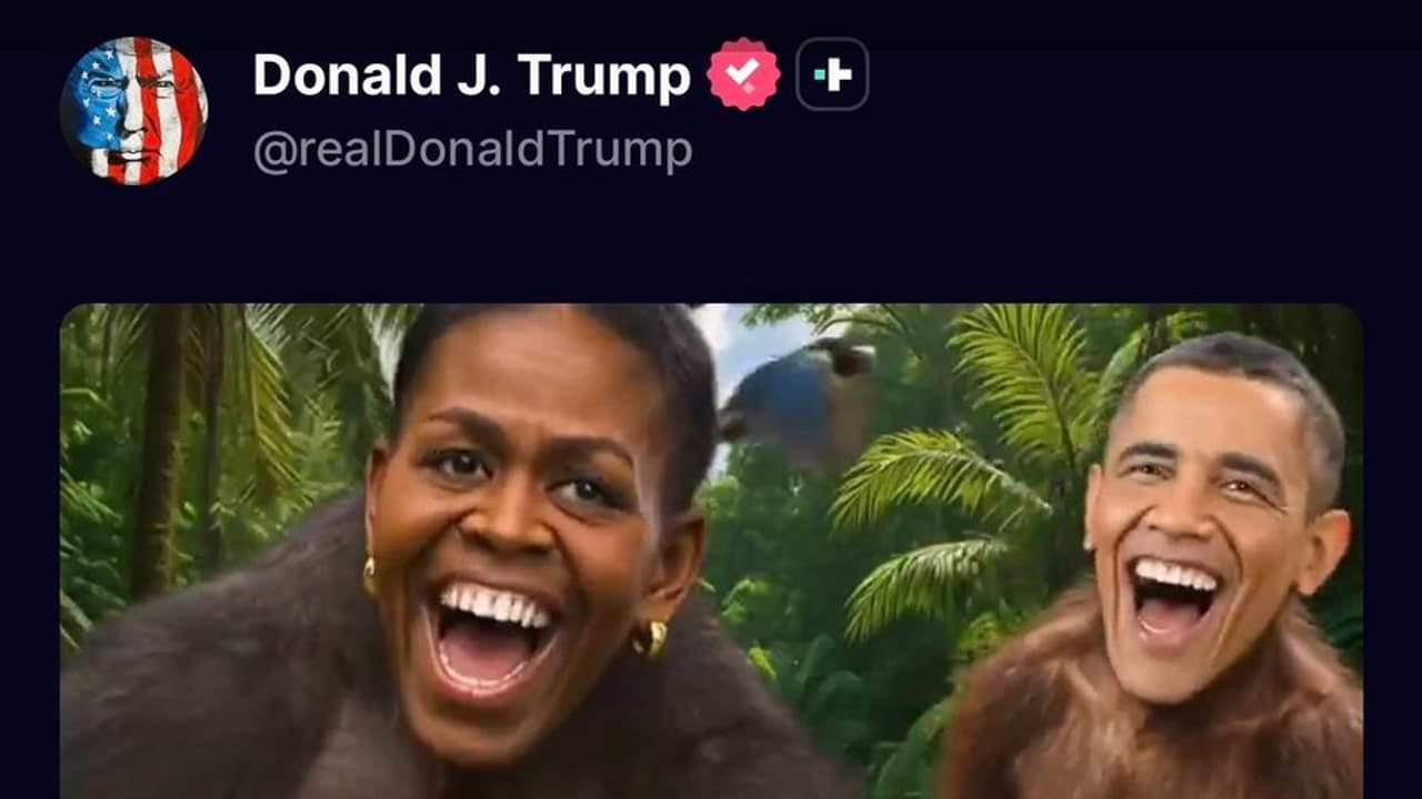 Trump's AI Video Of Barak & Michelle Obama as Monkeys in Election ...