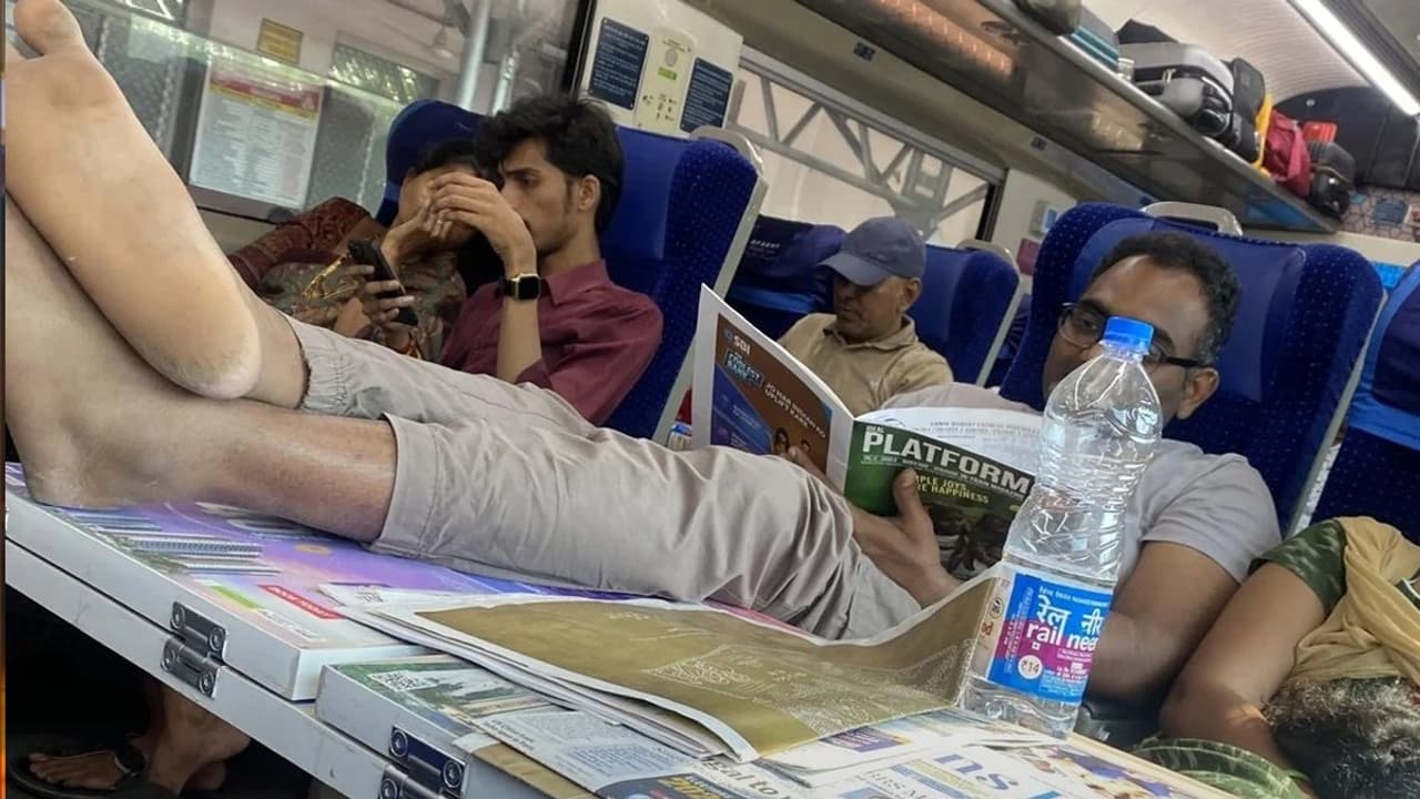 Viral Photo: Bare Feet on Tray Table in Vande Bharat Express Sparks ...