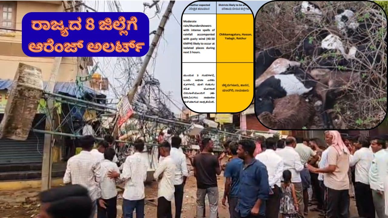 ರಾಜ್ಯದ ಮಳೆ ಆರ್ಭಟ, 8 ಜಿಲ್ಲೆಗಳಿಗೆ ಆರೆಂಜ್ ಅಲರ್ಟ್; ಮುಂಡರಗಿ ಟವರ್ ಢಮಾರ್ ...