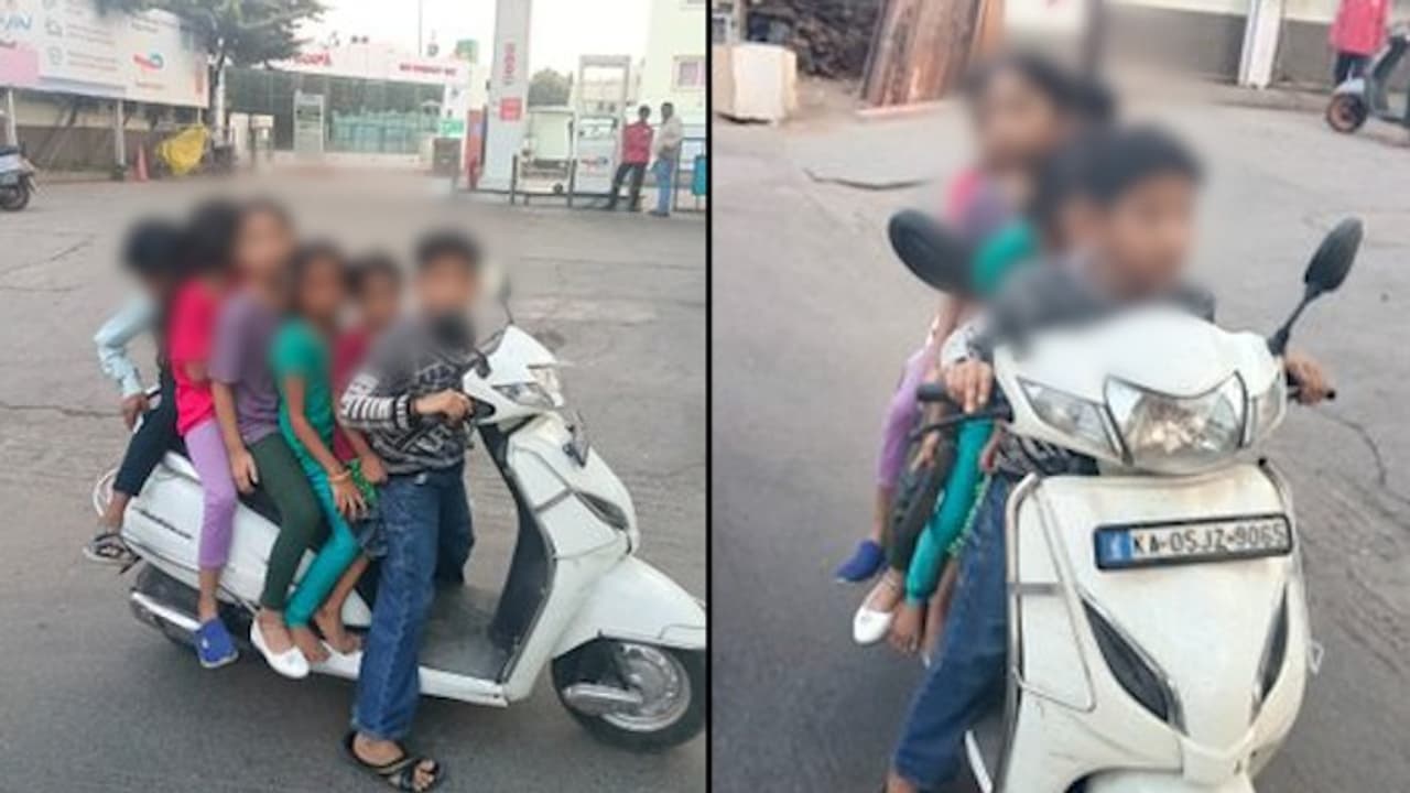 Viral Photo | Six Kids, One Scooter: Bengaluru Image Raises Road Safety ...