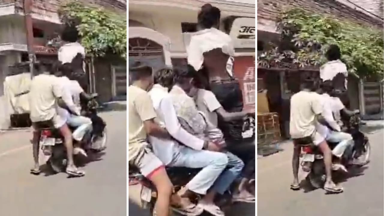 Five Boys Ride One Bike, Perform Risky Stunt on Busy Road in Uttar ...