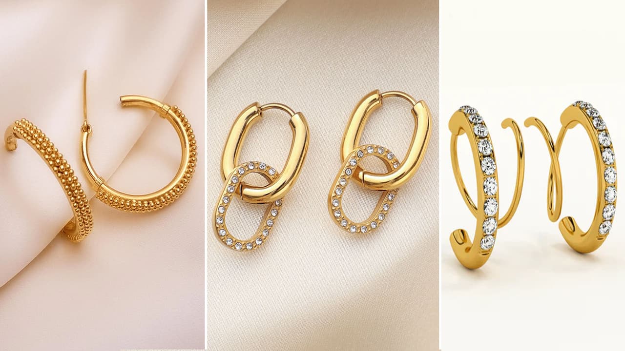 Gold Hoops Designs: 7 हूप्स गोल्ड डिजाइन, स्टड नहीं खरीदें ये मीडियम ...