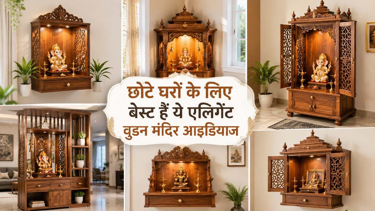 छोटे घर में भी बन सकता है भव्य पूजा घर, देखें वुडन मंदिर के ये शानदार ...