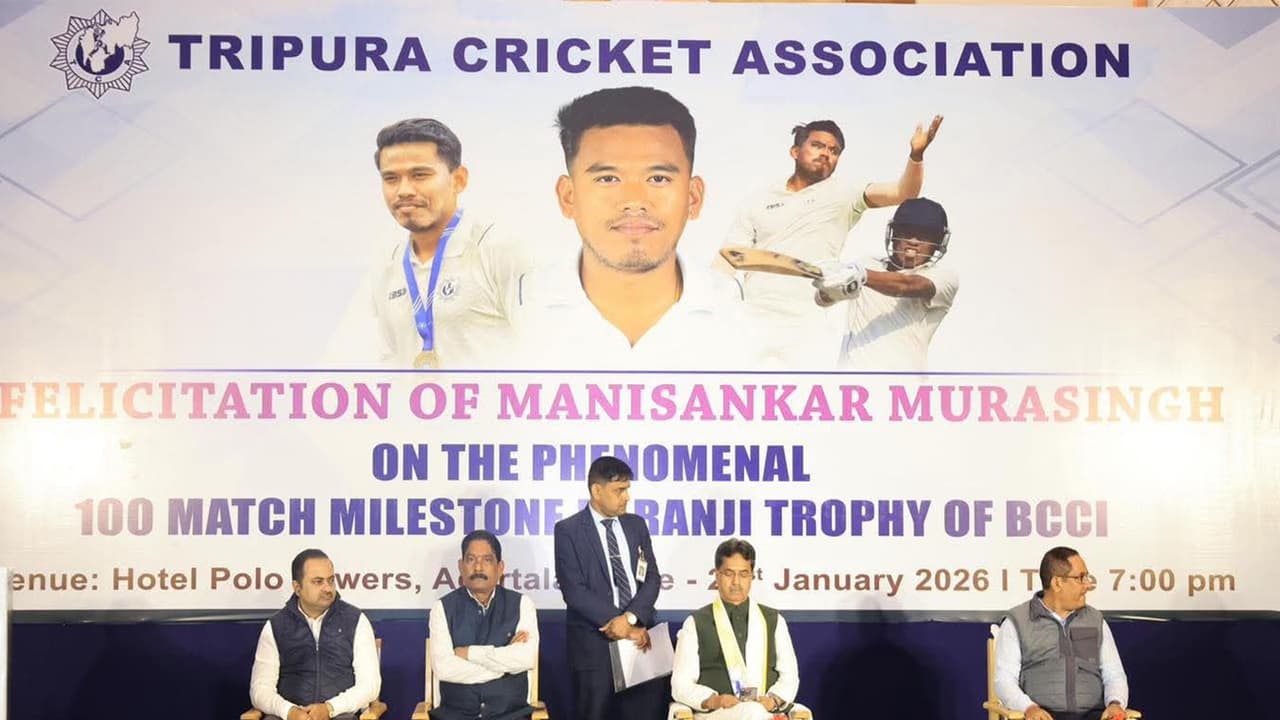 Tripura CM felicitates Manishankar Murasingh for 100 Ranji matches ...