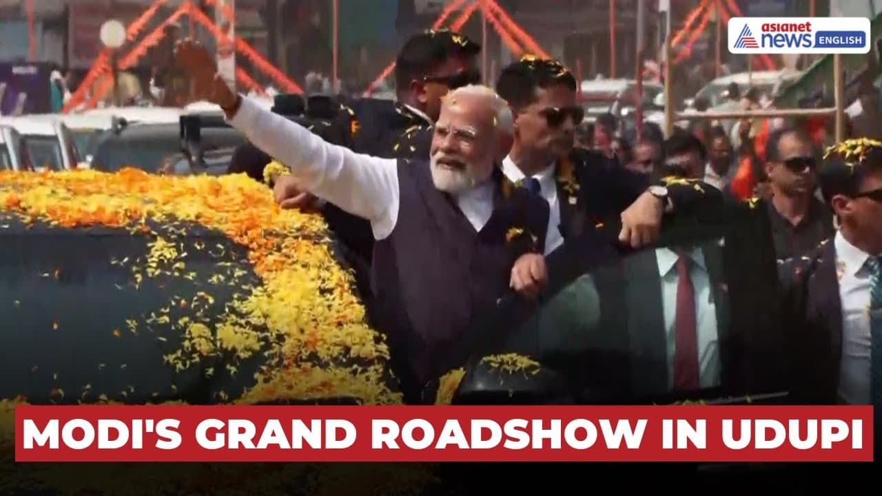 PM Narendra Modi Holds Grand Road Show in Udupi | Asianet Newsable