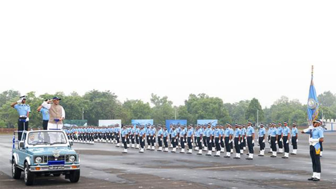Rajnath Singh reviews CGP at AFA, 231 cadets commissioned into IAF ...
