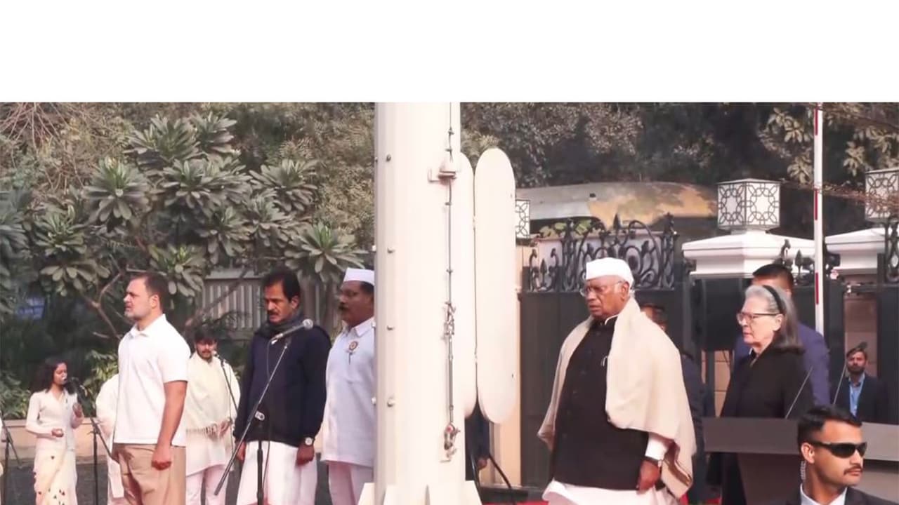 Congress 140th Foundation Day: Kharge, Sonia, Rahul hoist flag ...