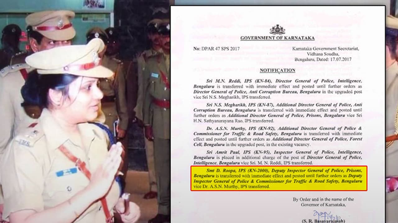 DIG Roopa transferred, DGP Sathyanarayana sent on leave [Documents ...