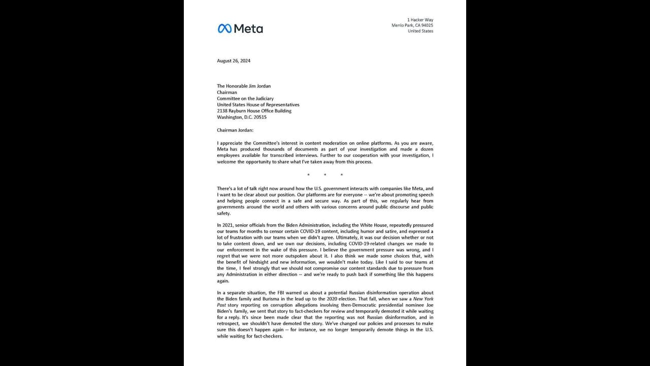 Zuckerberg claims Biden-Harris admin 'pressured' Meta to censor Covid ...