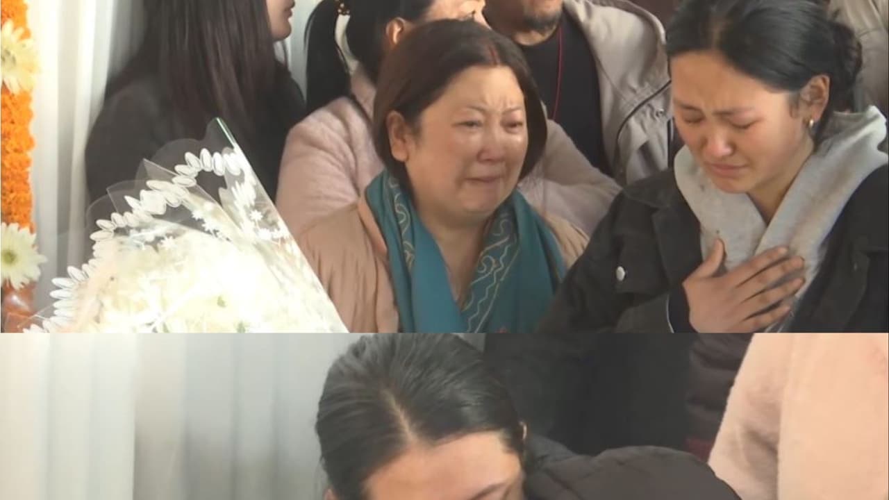 Prashant Tamang's wife, daughter pay last respects in tearful farewell ...