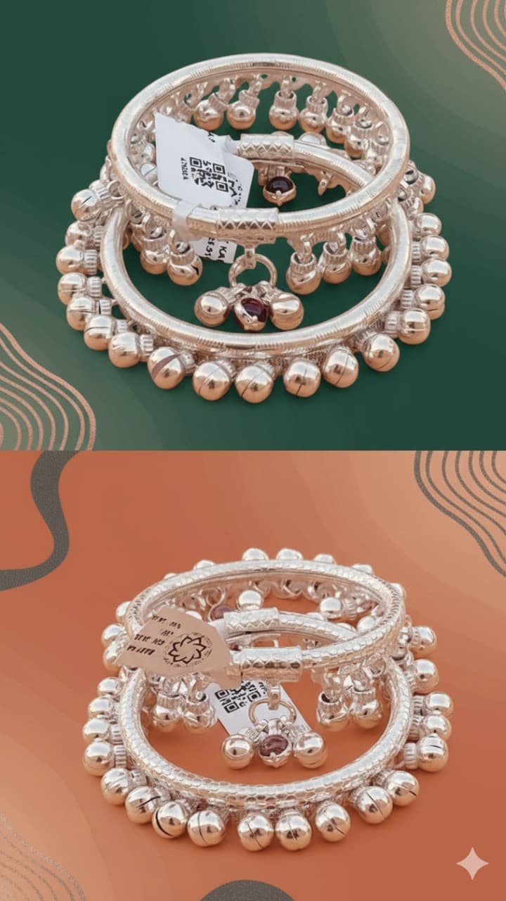 चांदीसारखी चमक, बजेटमध्ये बसणारं सौंदर्य! पहा जर्मन सिल्व्हर कडा पायल ...