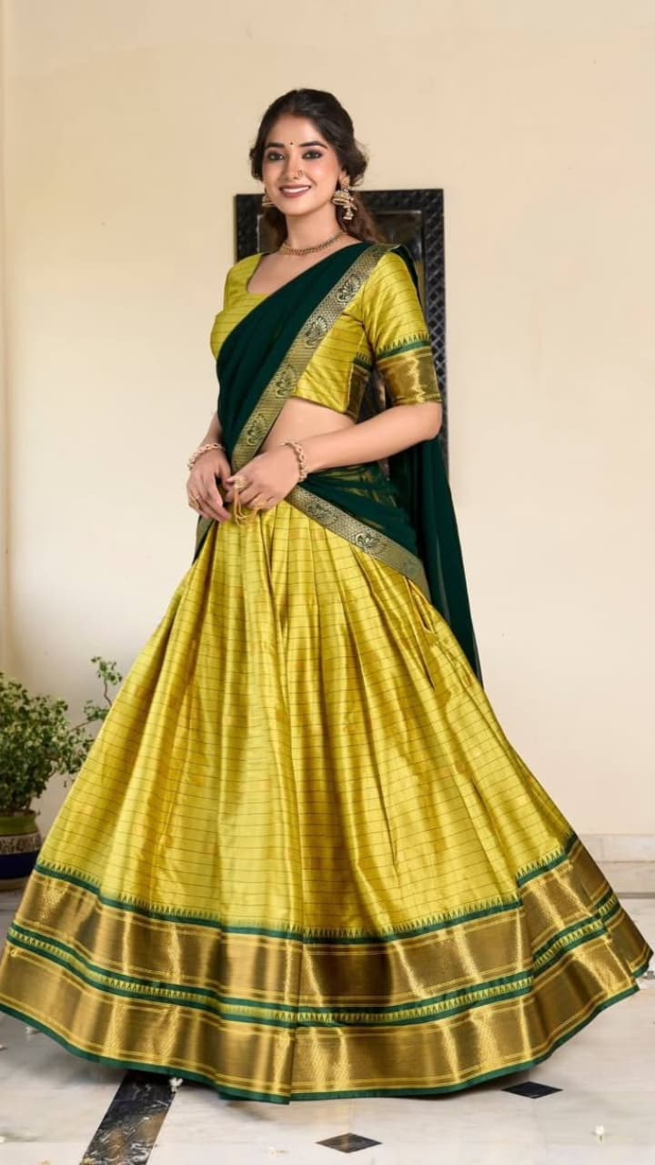 From Navratri to Ugadi: Stunning South Indian Half Saree Designs ...