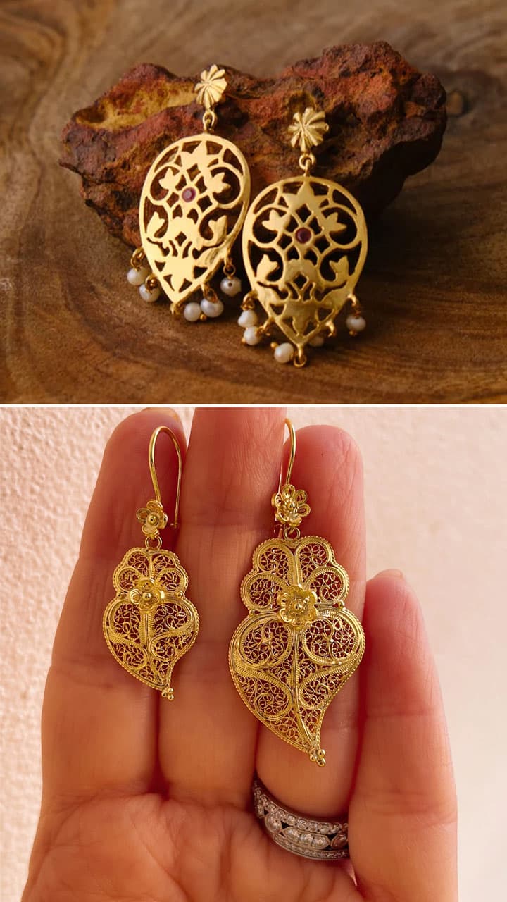 Gold Filigree Earring: गोल्ड फिलिग्री इयररिंग, बेटी को दें 8 डिजाइन ...