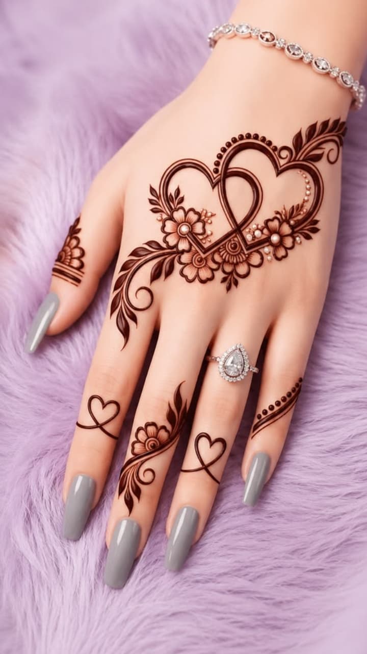 Henna Mehndi Design: हार्टशेप हिना आर्ट, बकरीद के लिए फुल बैक मेहंदी ...
