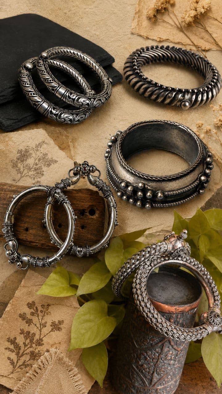 Silver Kada Set: सिल्वर कड़ा के फैंसी डिजाइन, साड़ी-सूट संग लगेगी कमाल ...