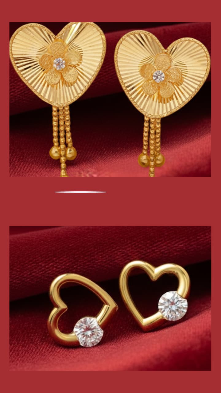22kt Gold Earrings: हार्ट शेप का दिलकश अंदाज इयररिंग को बनाएगा खास ...